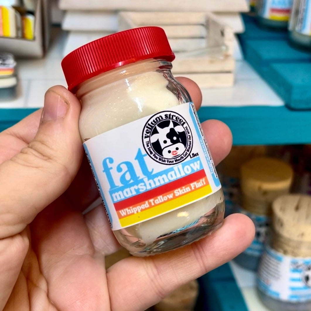 mini me fat marshmallow whipped tallow skin fluff – duross & langel